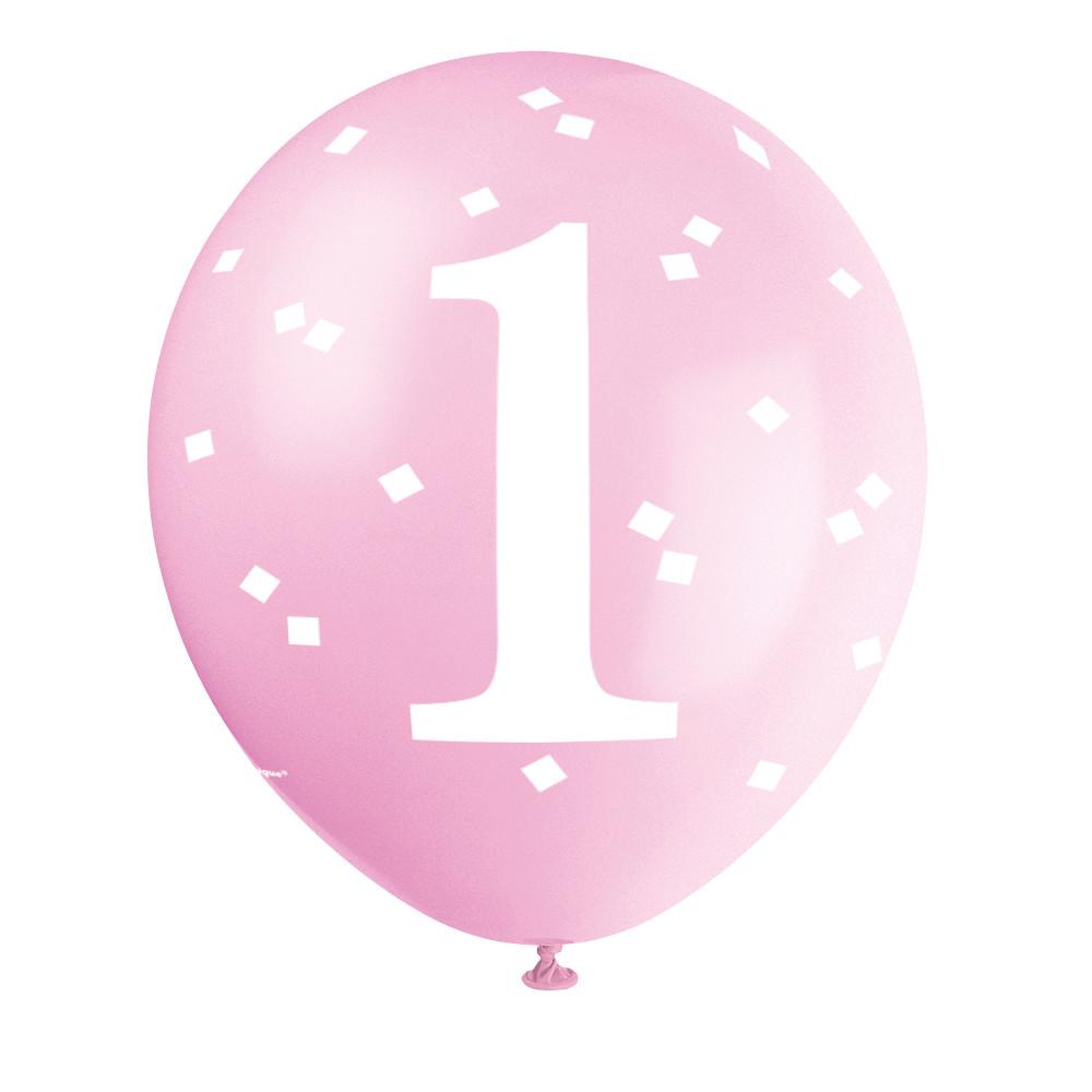 Køb 1 År Ballon i Lyserød med Tallet 1 til 1 Års Fødselsdag