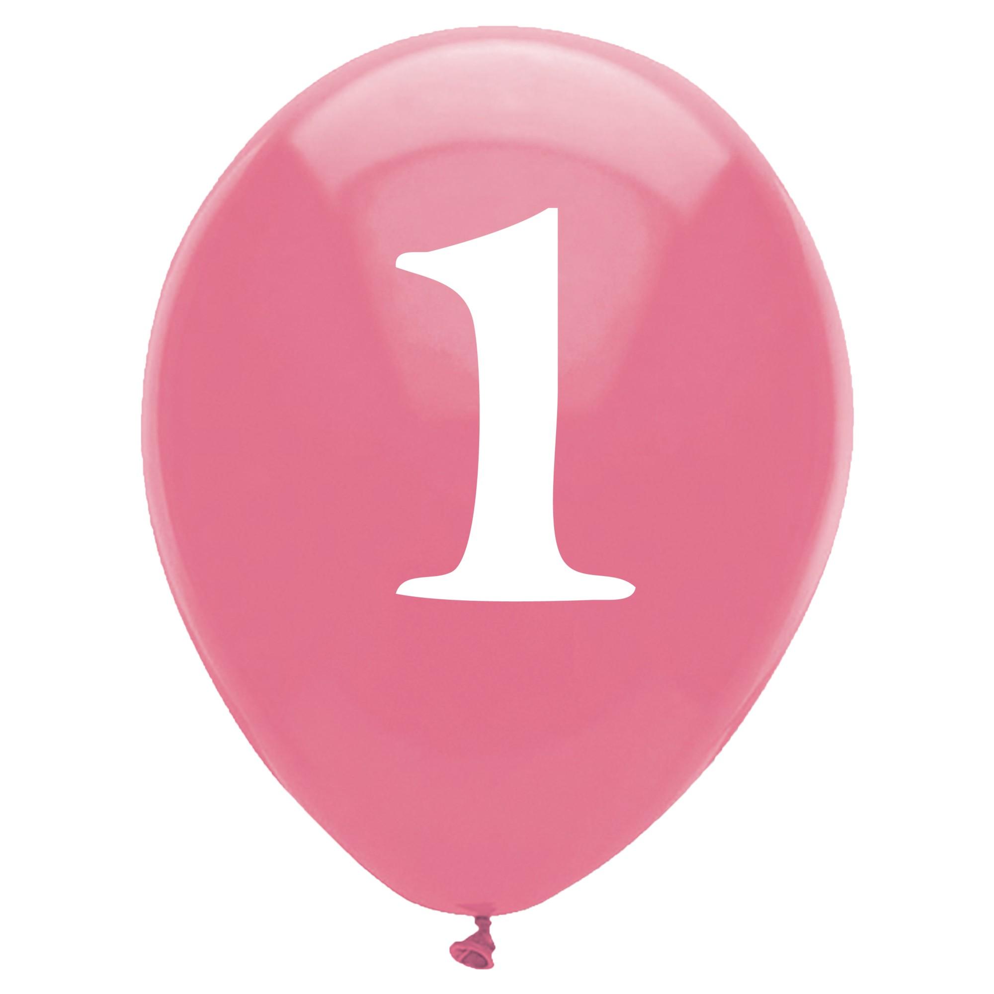 1 års fødselsdag pynt | Lyserøde balloner med tallet 1